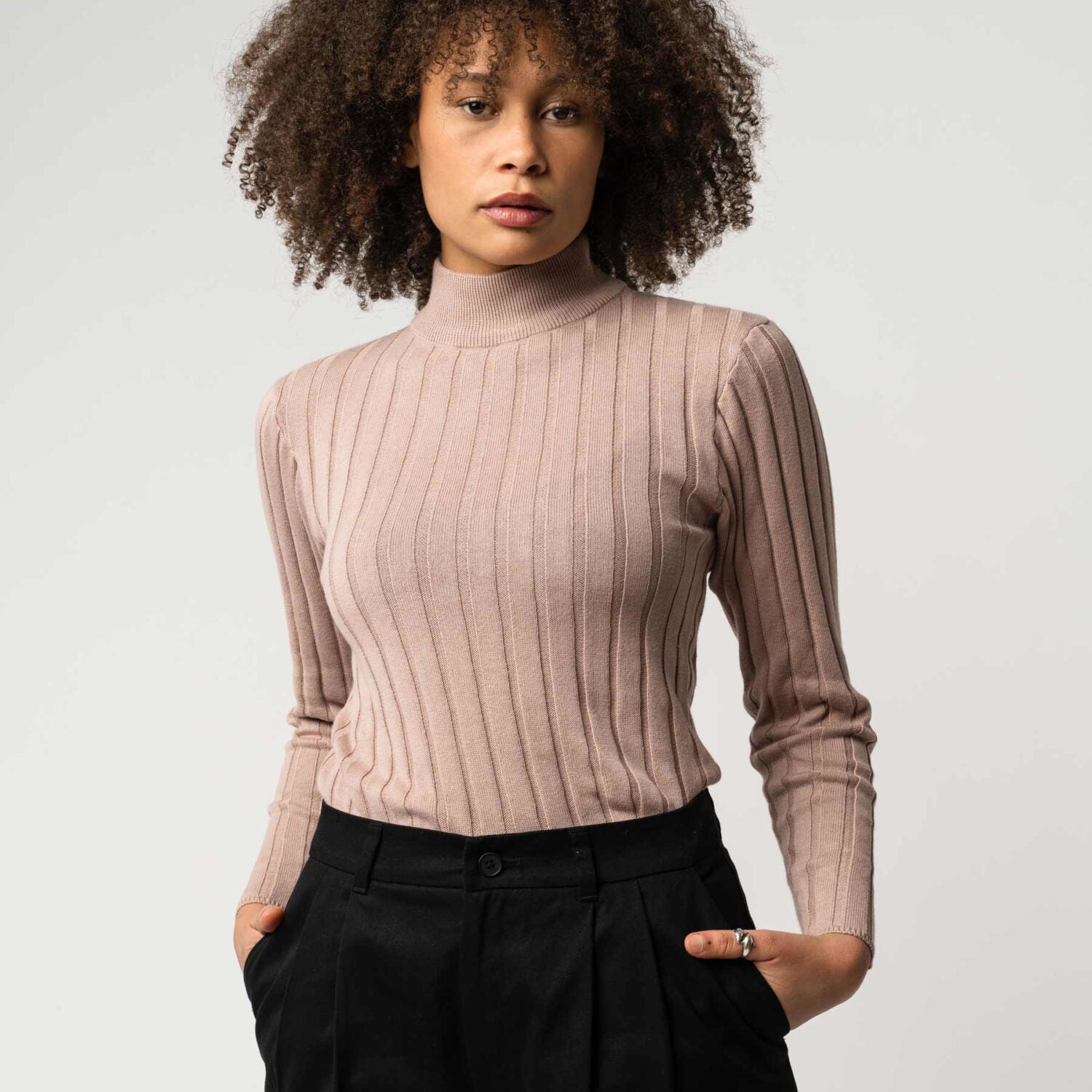 MELA Damen Rippstrickpullover "AMBA" - rose