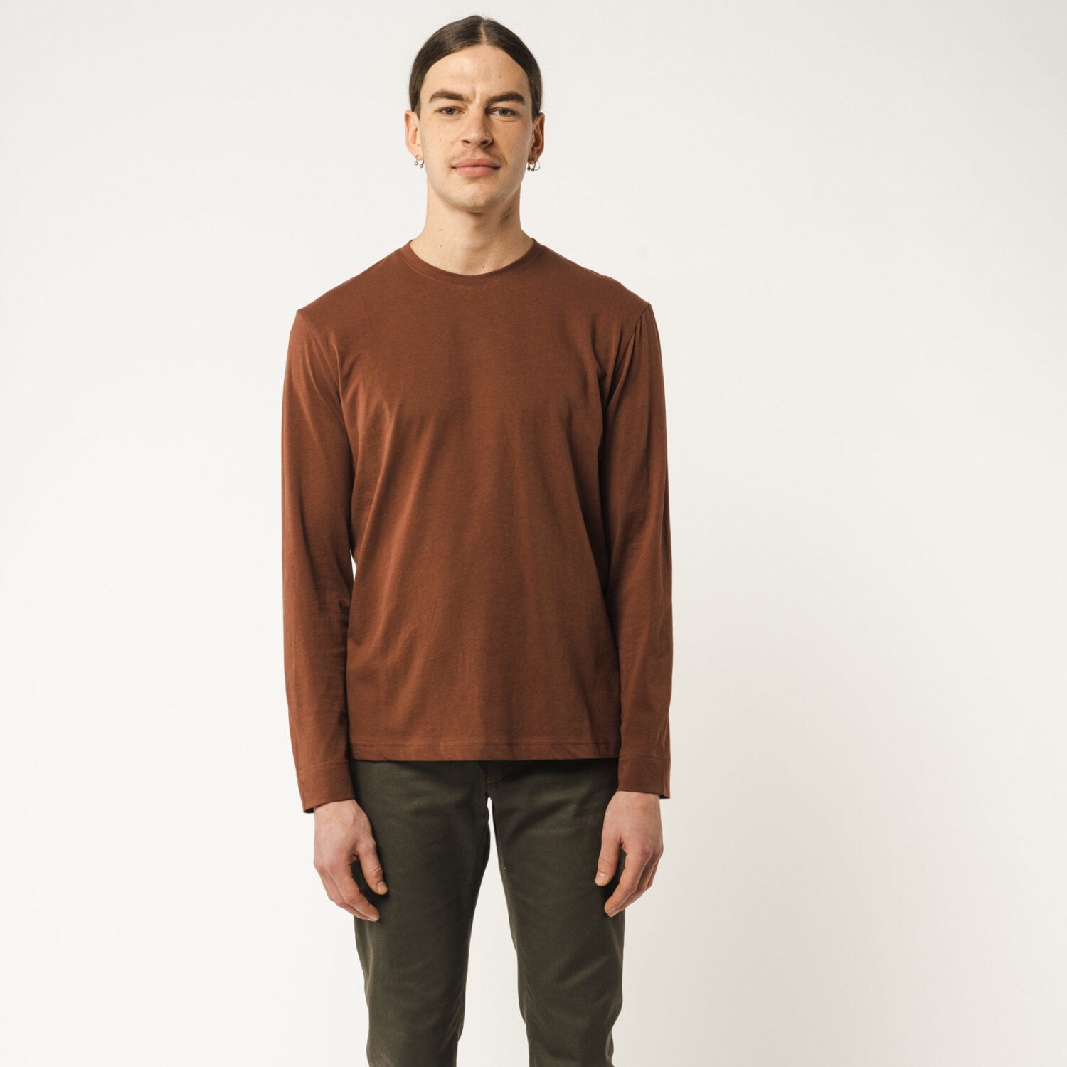 MELA Herren Basic Langarmshirt "JERIN" - mahagoni