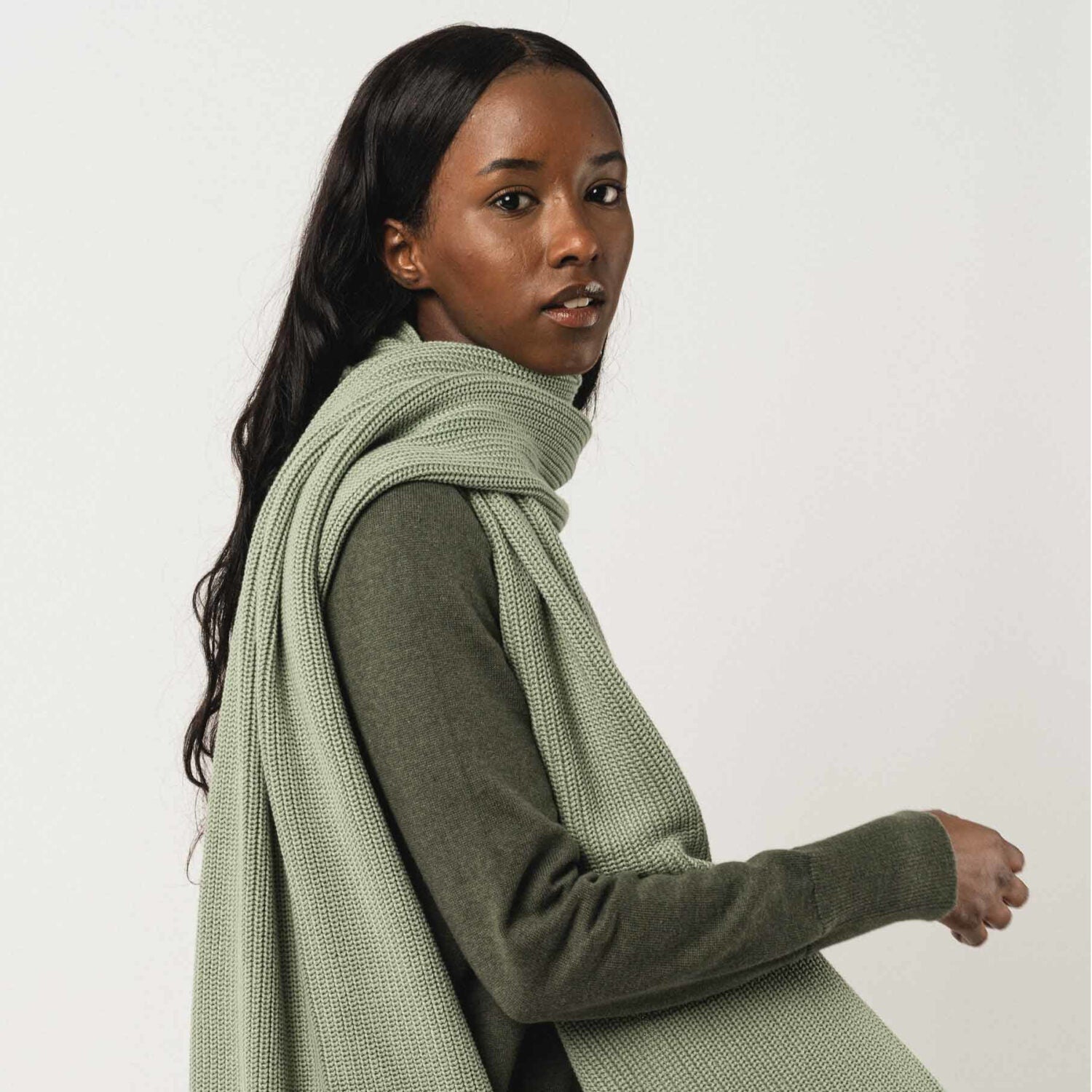 MELA Unisex Rippstrick Schal "NAGNA" - mint