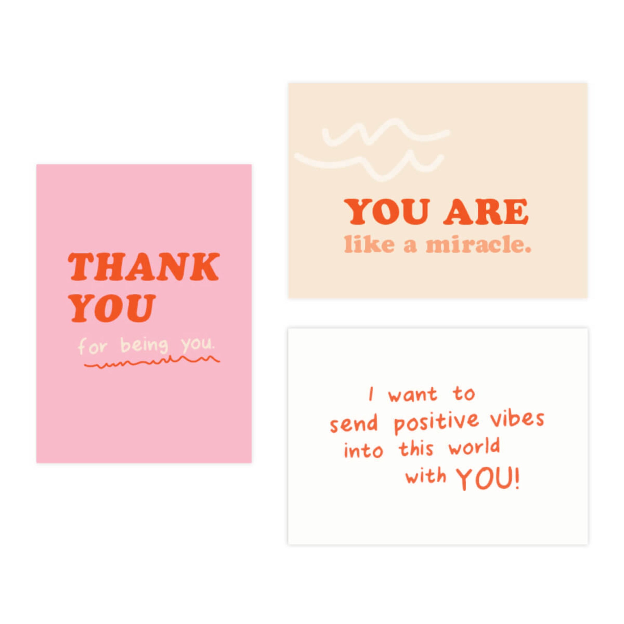 Send positive vibes 3-teiliges Postkarten-Set "YOU"